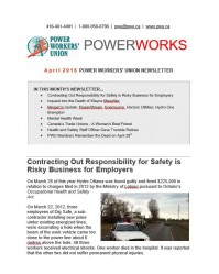 POWERWORKS PWU Newsletter April 2016 - Power Workers' Union