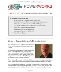 POWERWORKS PWU Newsletter February 2016 – Power Workers' Union